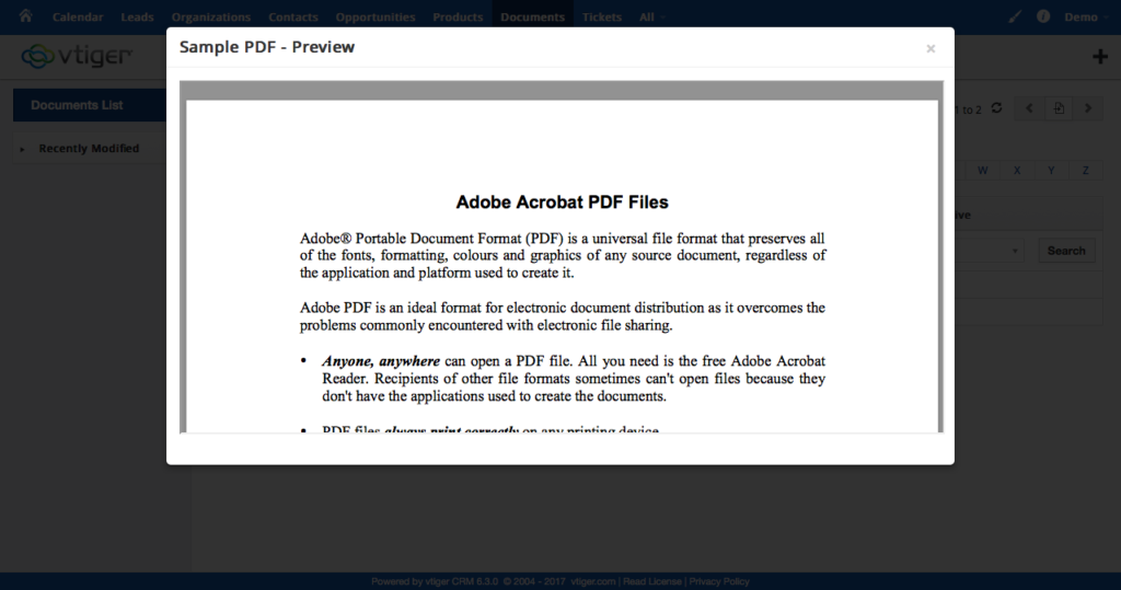 Preview Document for VtigerCRM - Nattyant